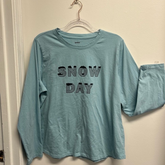 Sonoma Goods For Life | Tops | Aqua Blue Snow Day Long Sleeve Shirt ...